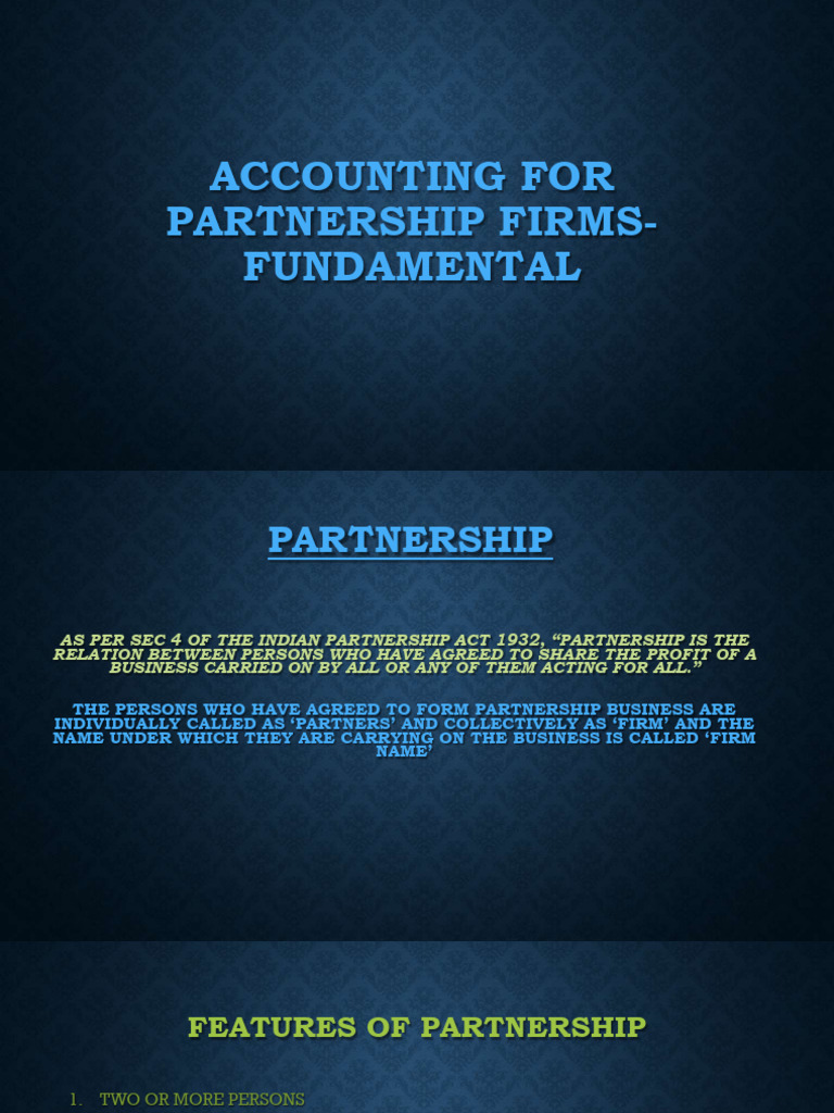 Accounting For Partnership Firms-Fundamental | PDF