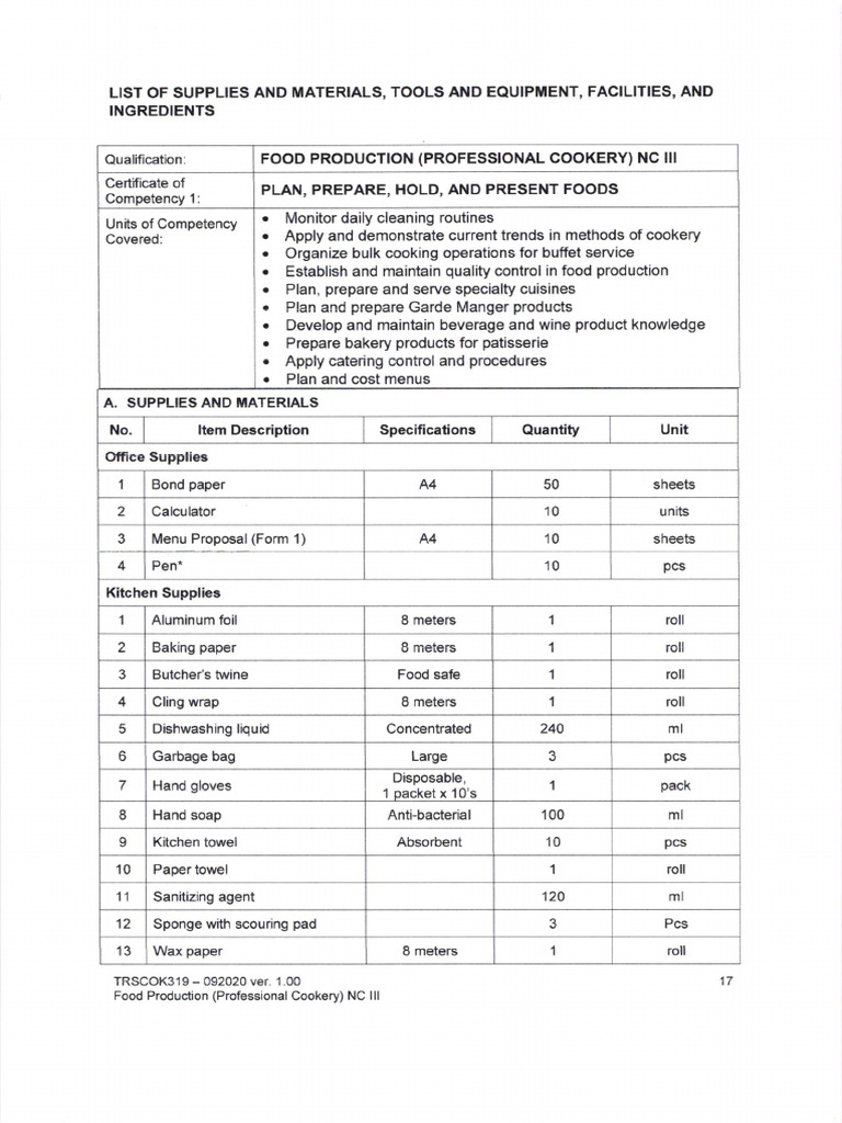 Food Production (Professional Cookery NC Iii) | PDF | Menu | Cooking