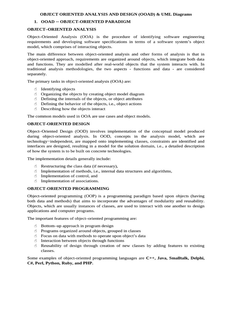 OOAD-UML-Concept | PDF | Inheritance (Object Oriented Programming) | Class (Computer Programming)