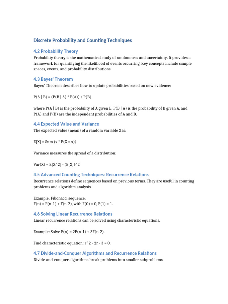 Discrete Probability and Counting Methods | PDF
