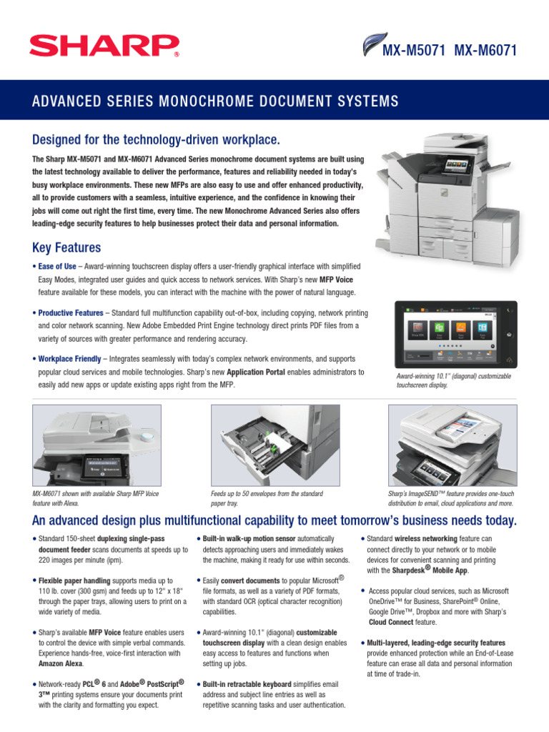 MX m5071 m6071 Specification Sheet | PDF | Image Scanner | Fax