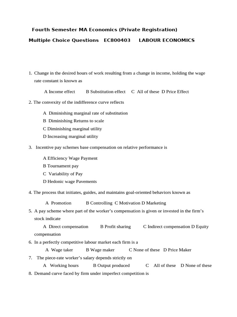 EC800403 Labour Economics | PDF | Labour Economics | Demand