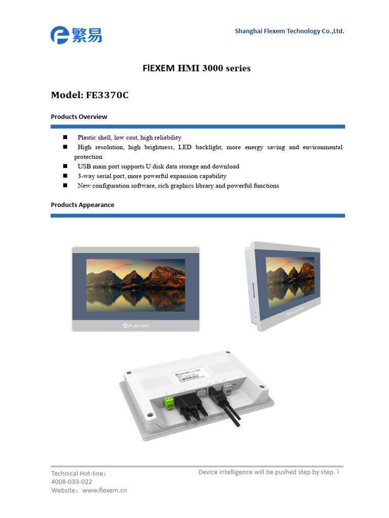 Flexem - HMI - FE3370C Specifications | PDF | Usb | Computing