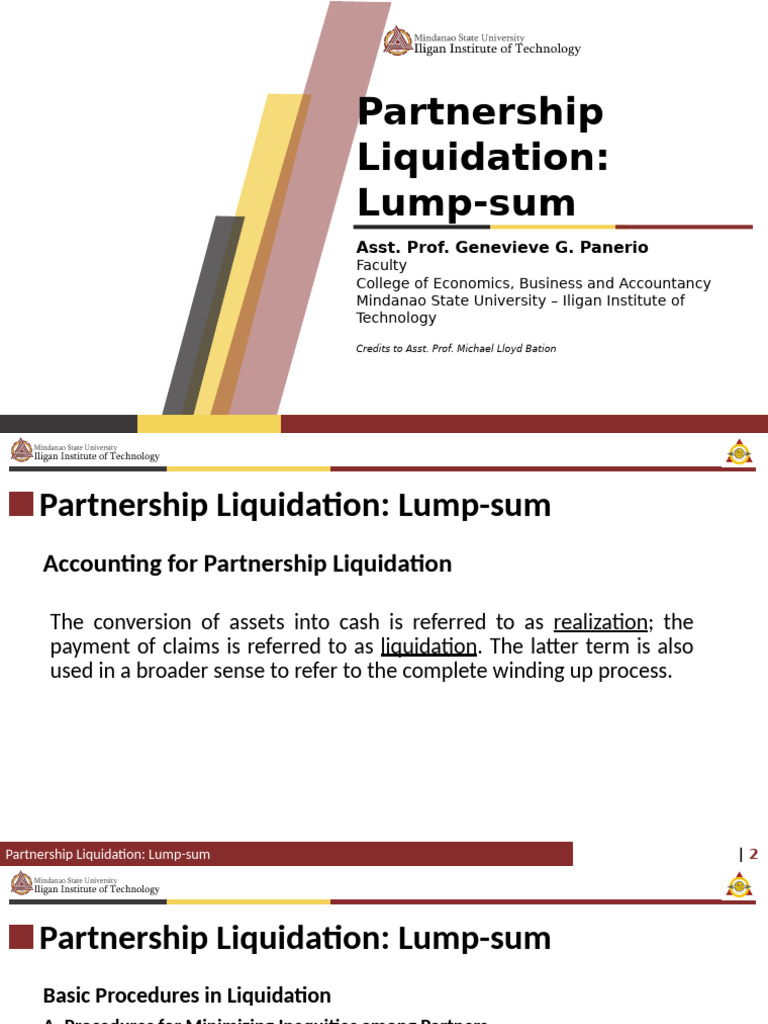 4 Partnership Liquidation (Part 1) | PDF | Partnership | Liquidation