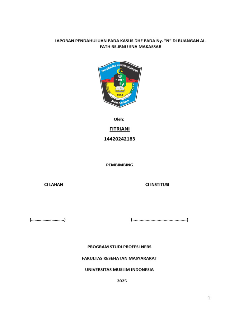 Lp Dhf.kmb 2 Di Ruangan Al-fath Rs.ibnu Sina Makassar Umy | PDF