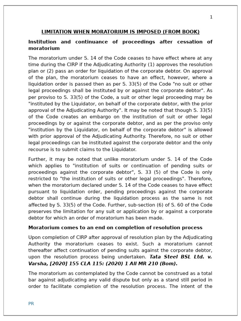 Moratorium and Legal Proceedings Limits | PDF | Private Law | Business Law