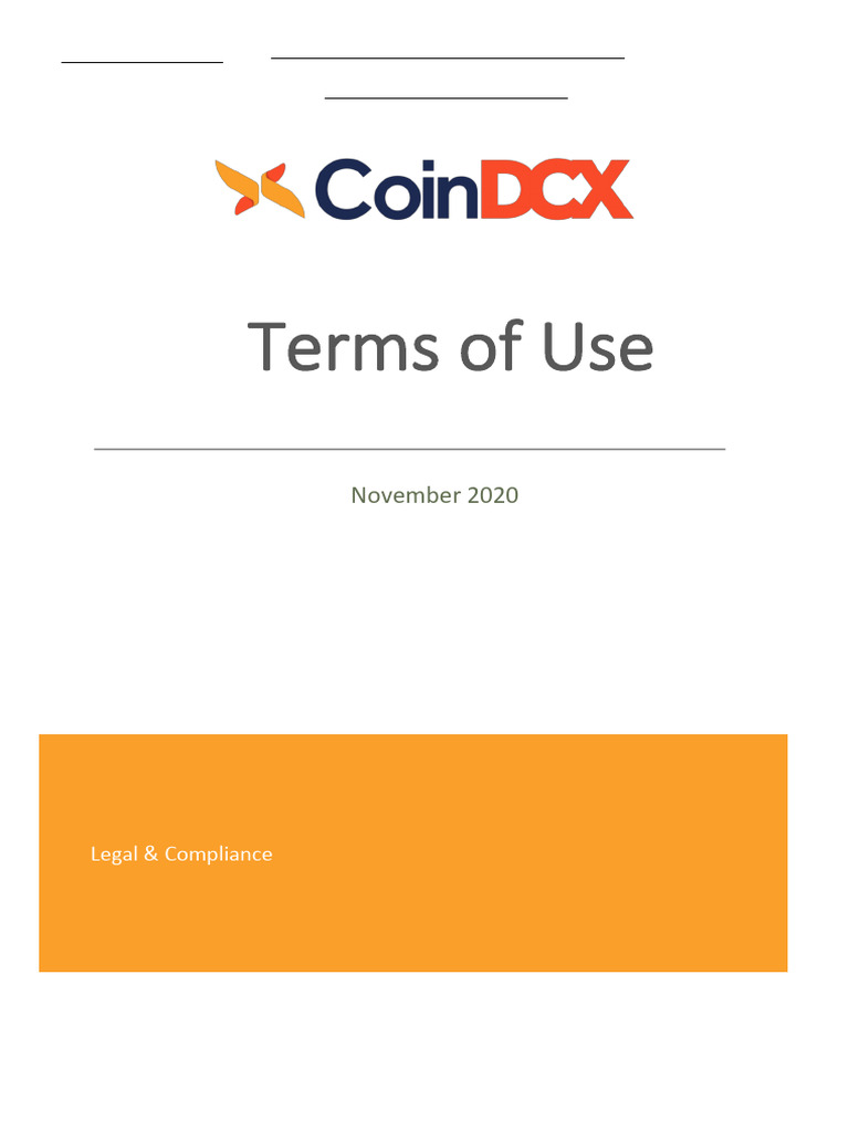 Coin Dcx Terms of Use (Alexander Bergmann) | PDF | Legal Liability ...