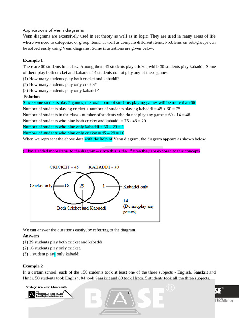 Venn Diagram Applications Explained | PDF | Mathematics