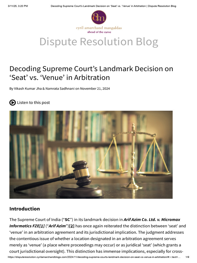 Decoding Supreme Court's Landmark Decision On Seat' vs. Venue' in ...