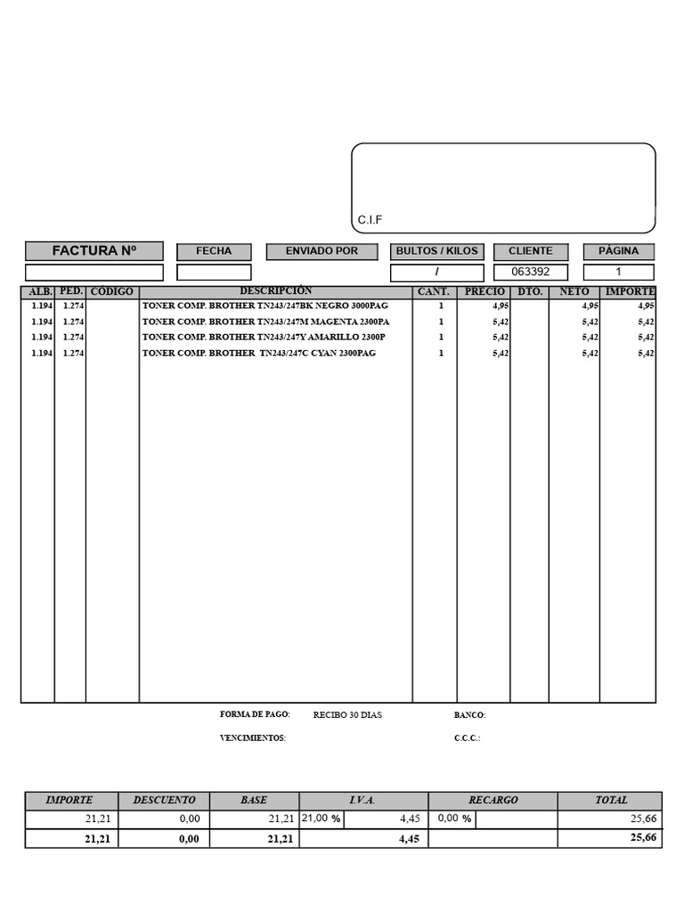 Precios Toner Compatibles Brother | PDF