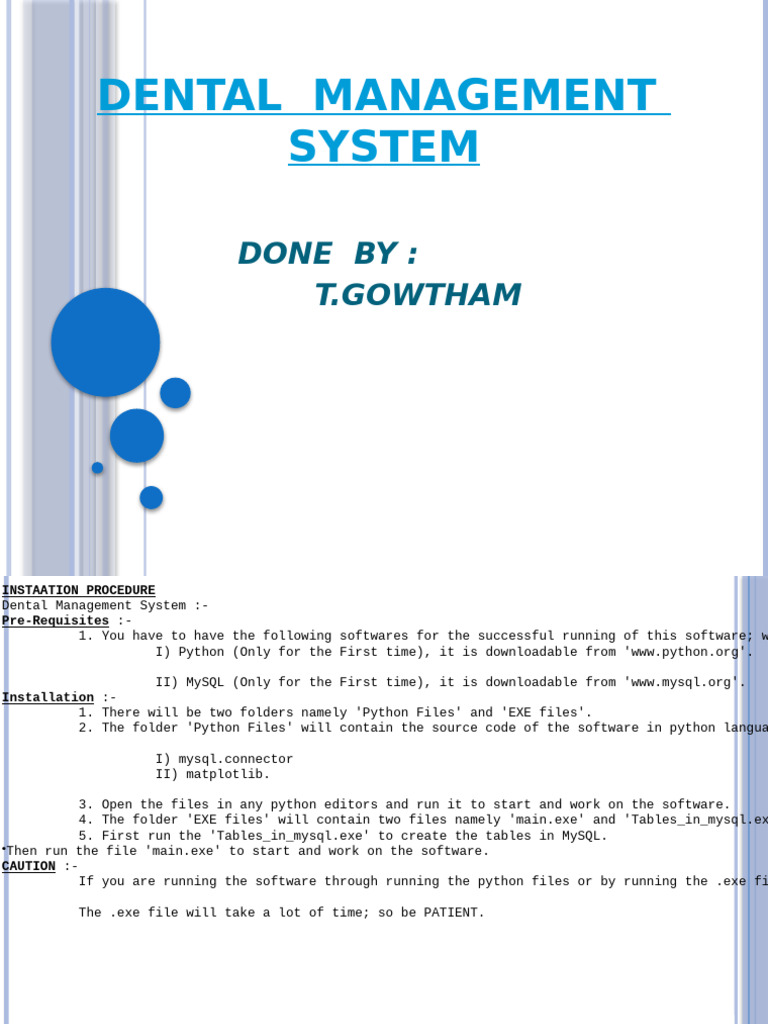 Dental Management System | PDF | Computer File | Information Technology