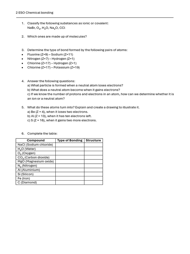 2.activities - Chemical Bonding | PDF