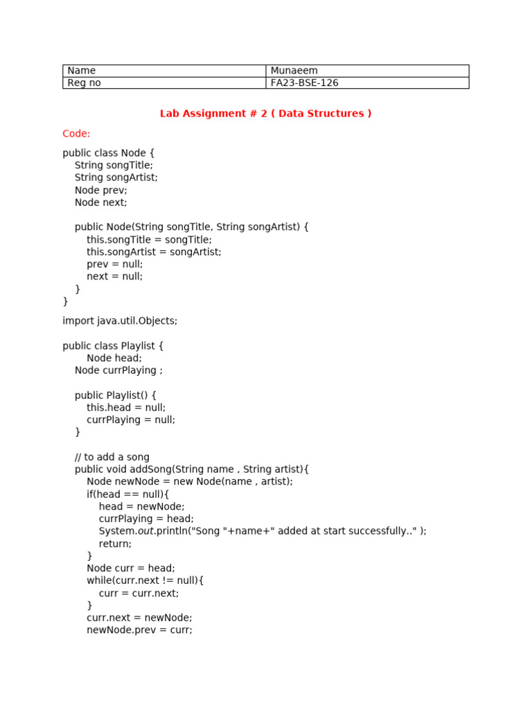 DSA Lab Assignment # 2 (FA23-BSE-126) | PDF | Computer Programming | Software Engineering