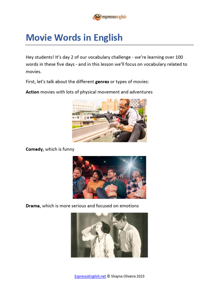 Movie Vocabulary for English Learners | PDF