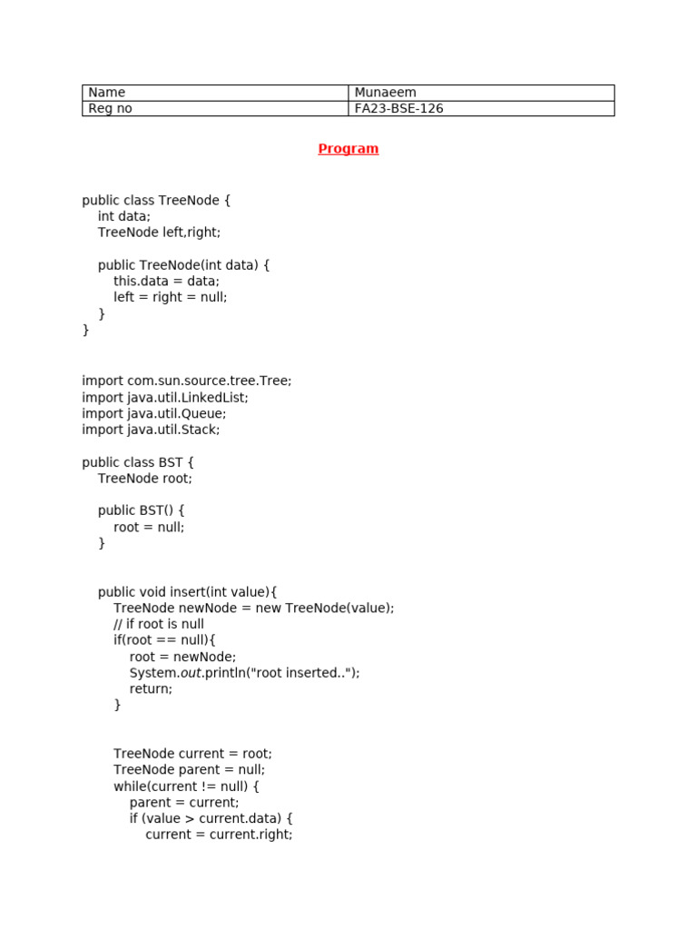 FA23-BSE-126 DSA Lab Assignment | PDF | Algorithms | Computer Programming