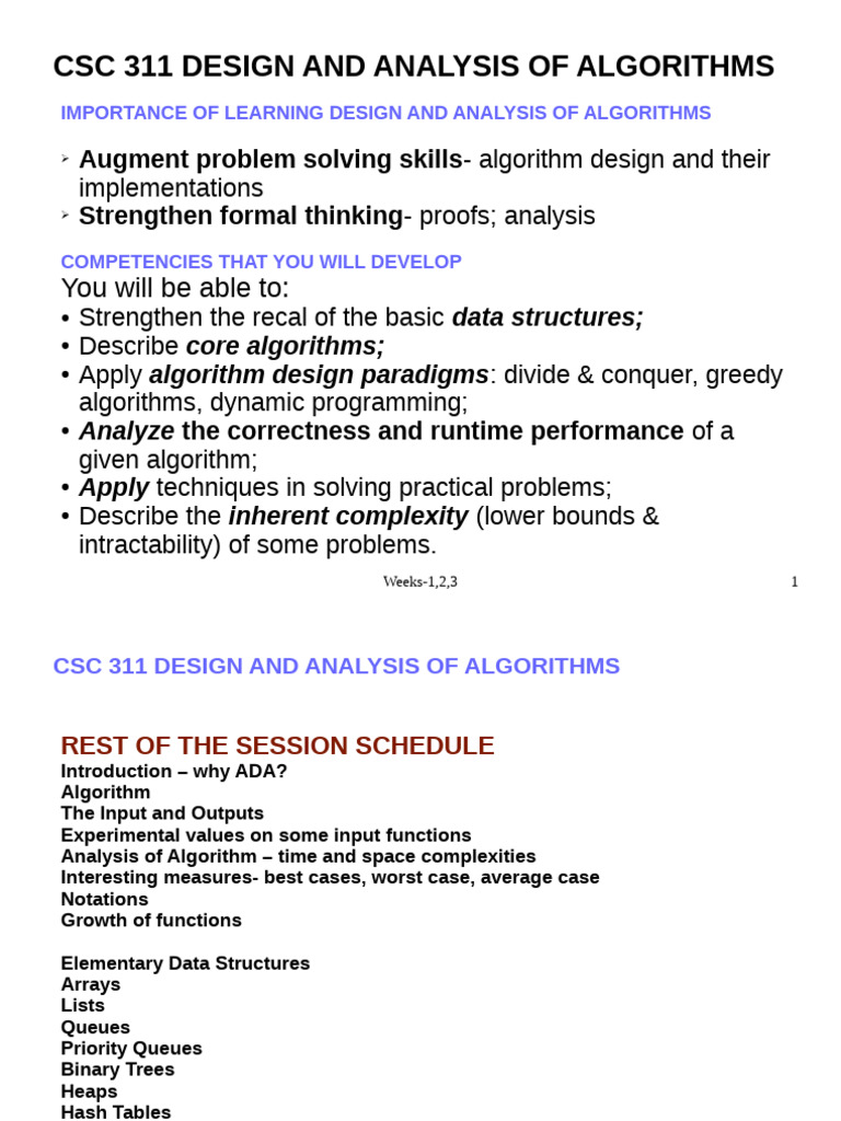 Analysis And Design Of Algorithms Pdf Recurrence Relation Computational Complexity Theory