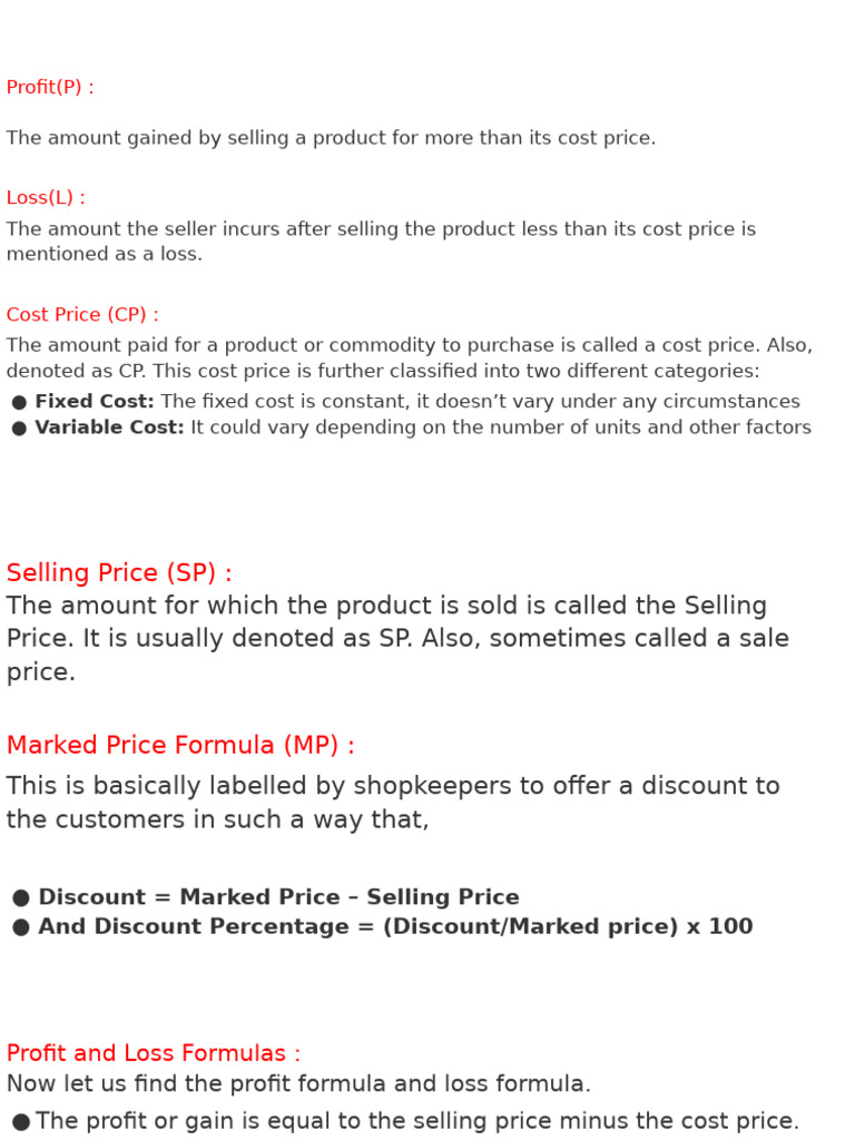 3 Profit - Loss (Mukesh) | PDF | Profit (Economics) | Prices