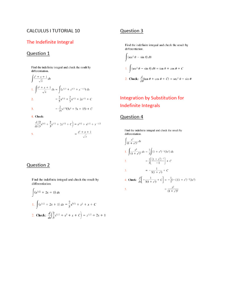 Math 101 Tutorial 10 | PDF