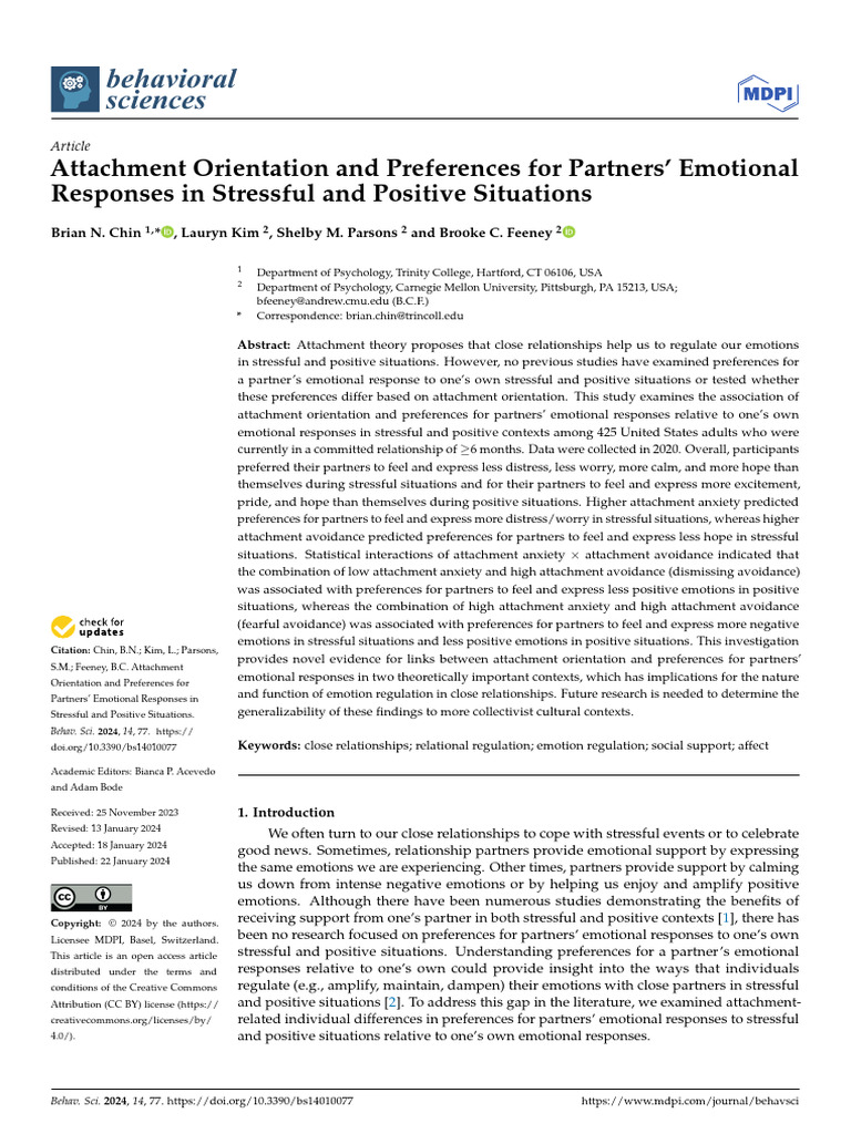 Attachment Styles and Emotional Preferences | PDF | Attachment Theory ...