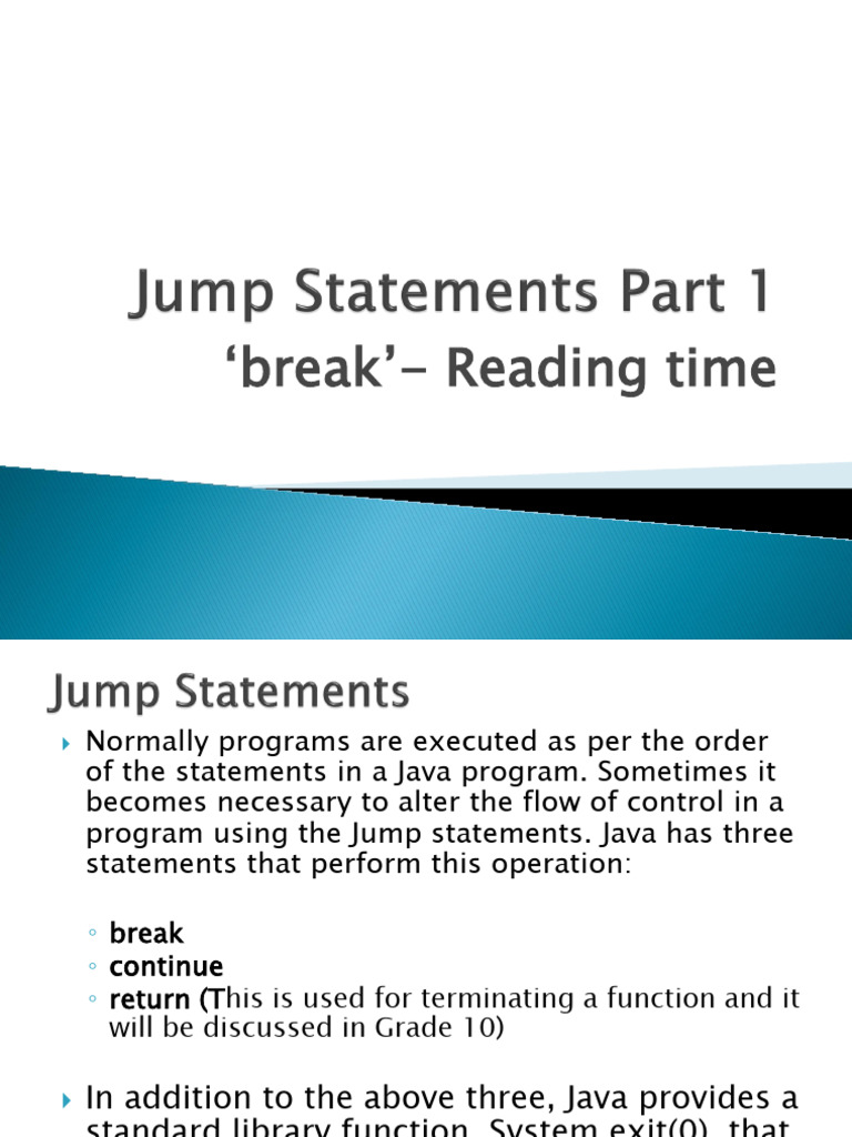 e2d60325-1b8b-4447-b29d-d73f6ae4e904_2_Jump Statements-Part1_reading time | PDF | Control Flow ...