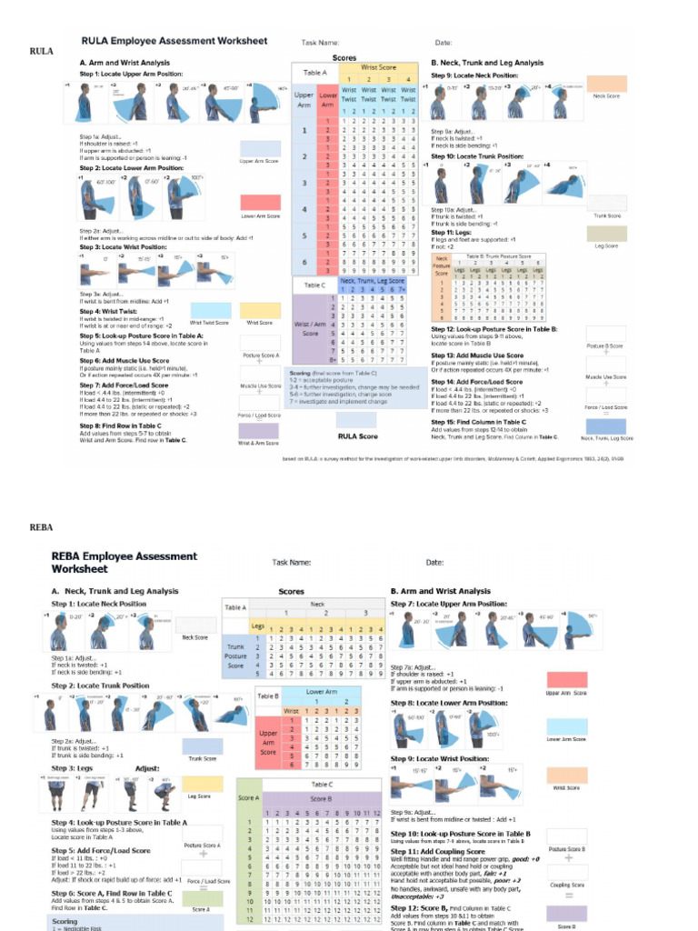 Worksheet REBA RULA | PDF