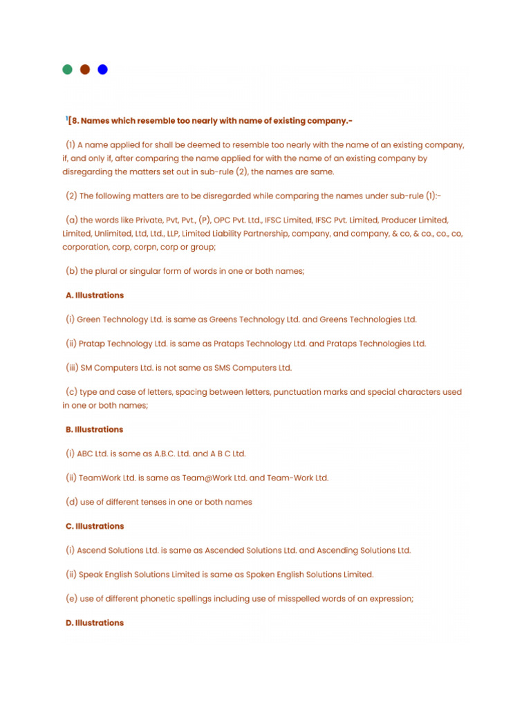 Names Which Resemble Too Nearly With Name of Existing Company | PDF