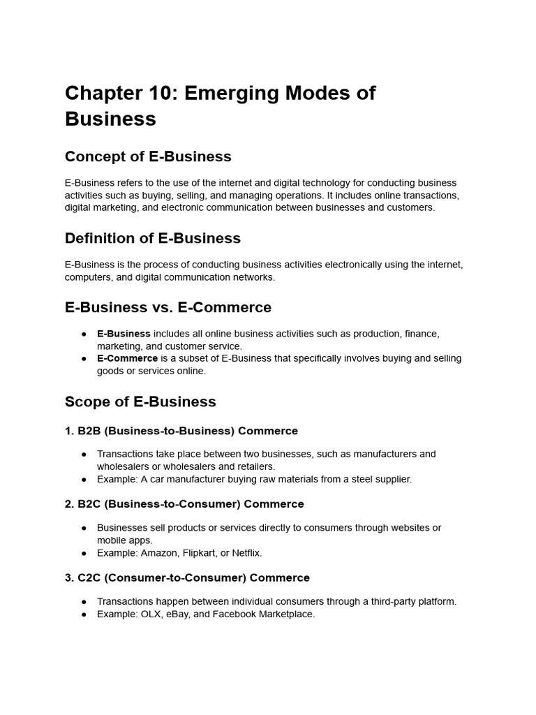 Chapter 10 - Emerging Modes of Business | PDF | Electronic Business | E ...