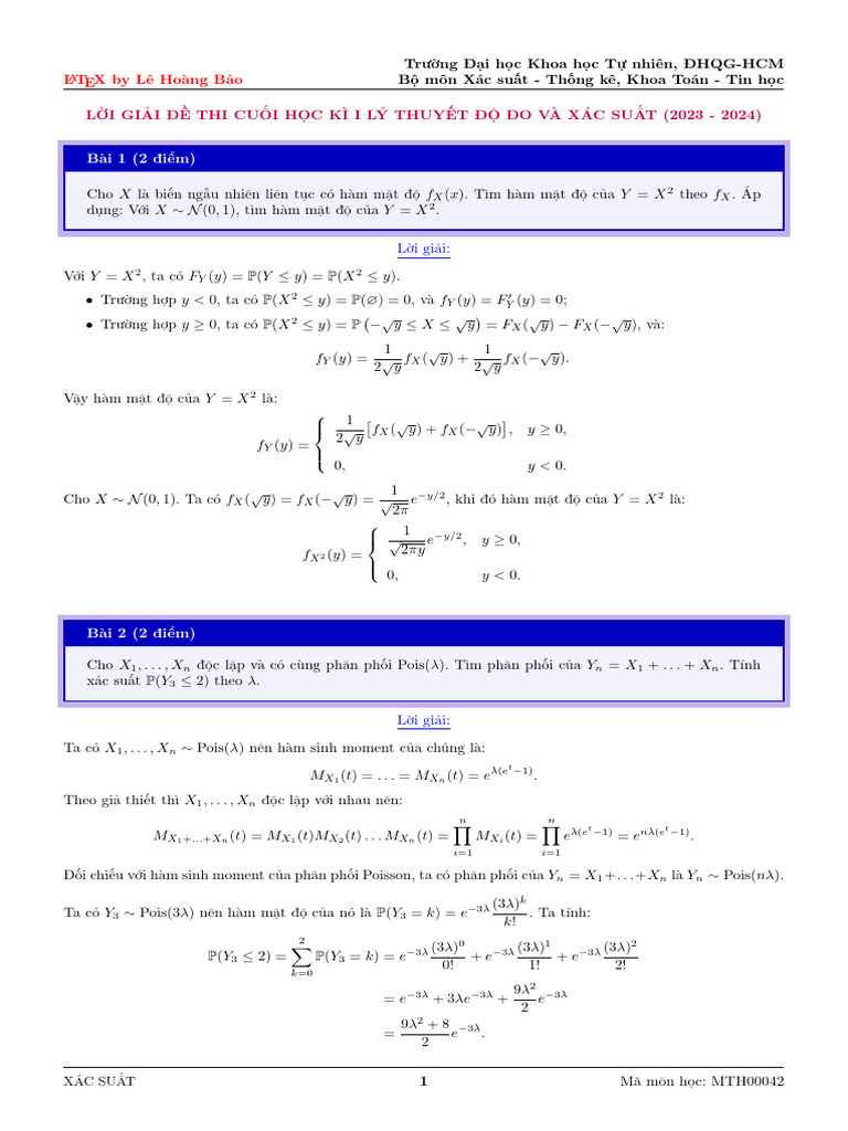 Độ Đo Xác Suất (HK1, 23-24) | PDF
