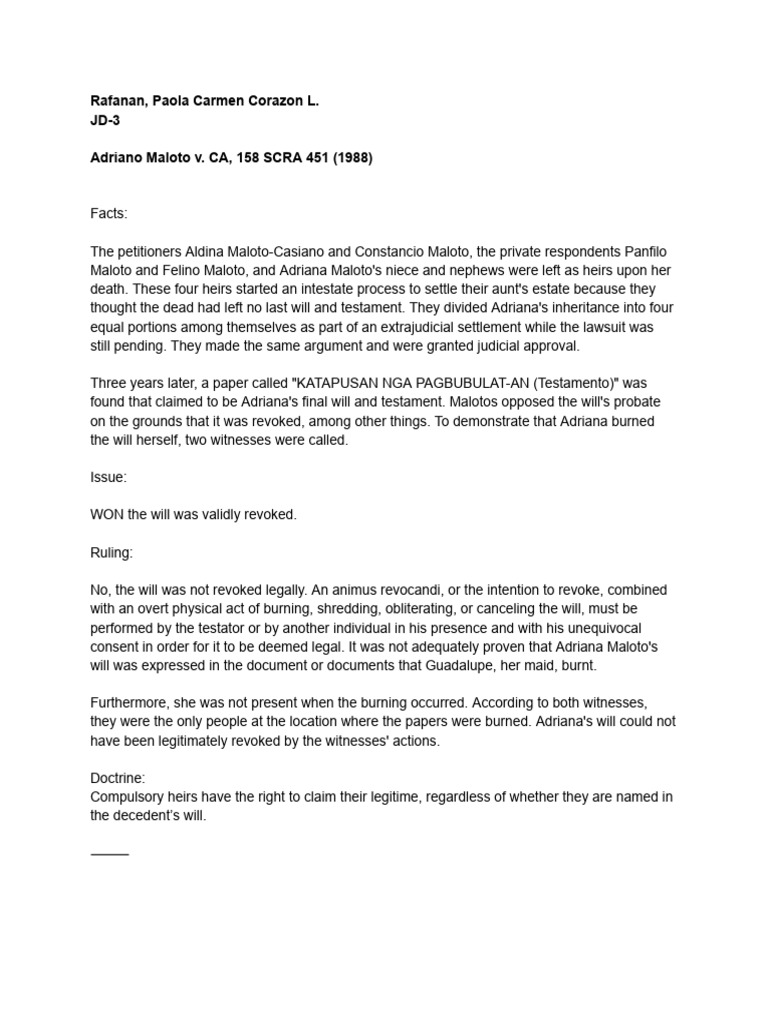 Rafanan_Basic Succession Law | PDF | Will And Testament | Common Law