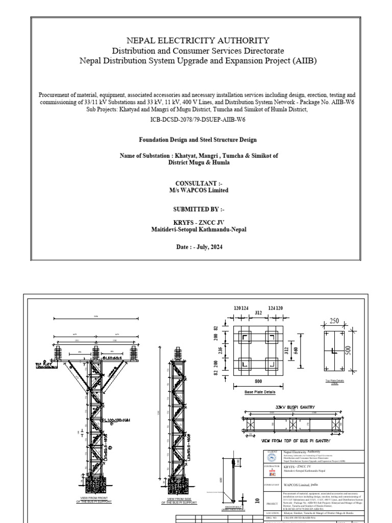AIIB-W6 Nepal Project-Foundation and Steel Structure Design | PDF | Civil Engineering | Electric ...