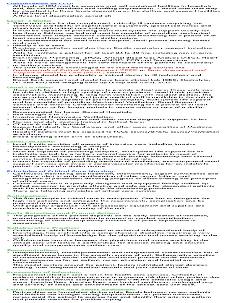 Classification of Critical Care Units | PDF | Intensive Care Medicine ...