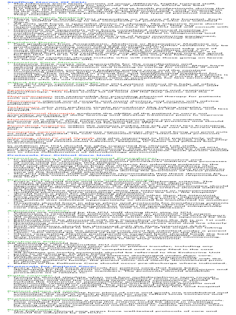 CCU Staffing and Protocol Guidelines | PDF | Intensive Care Medicine ...