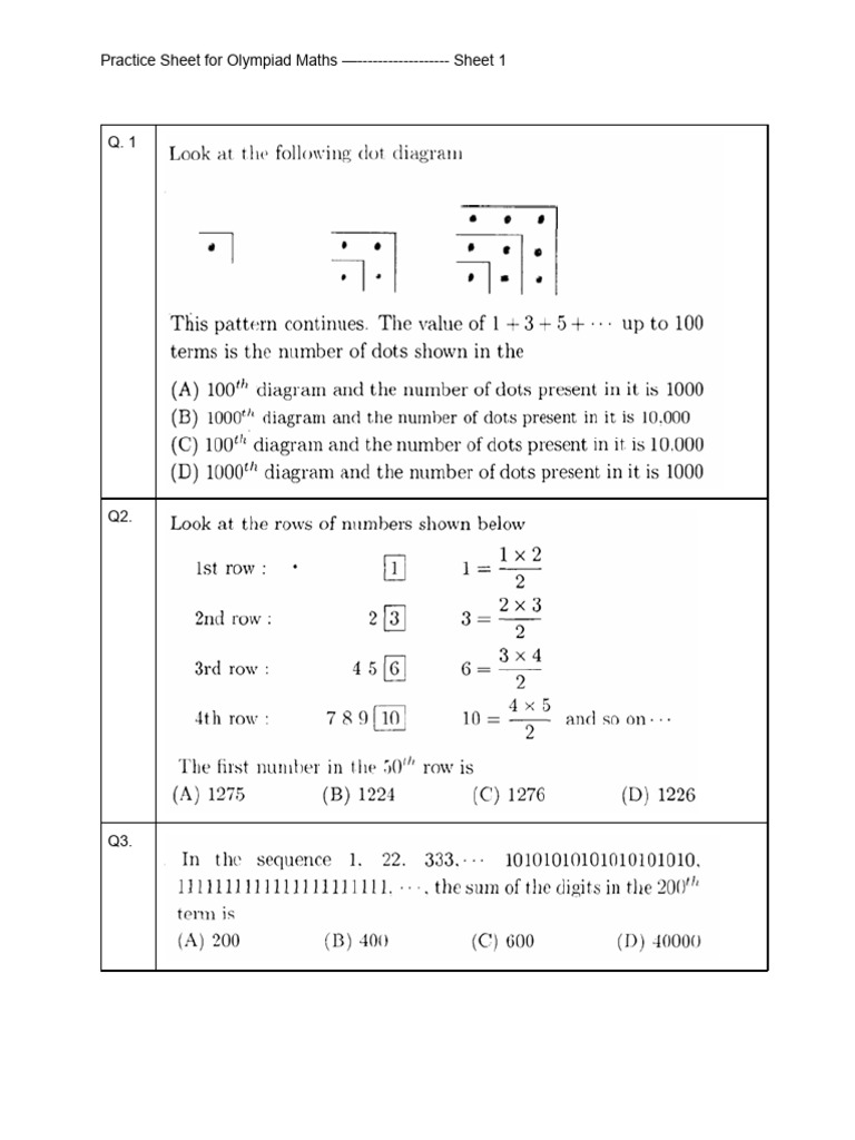 Olympiad Maths Practice Sheet1 | PDF