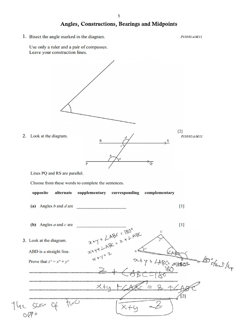 Angles Constructions Bearings and Midpoints | PDF