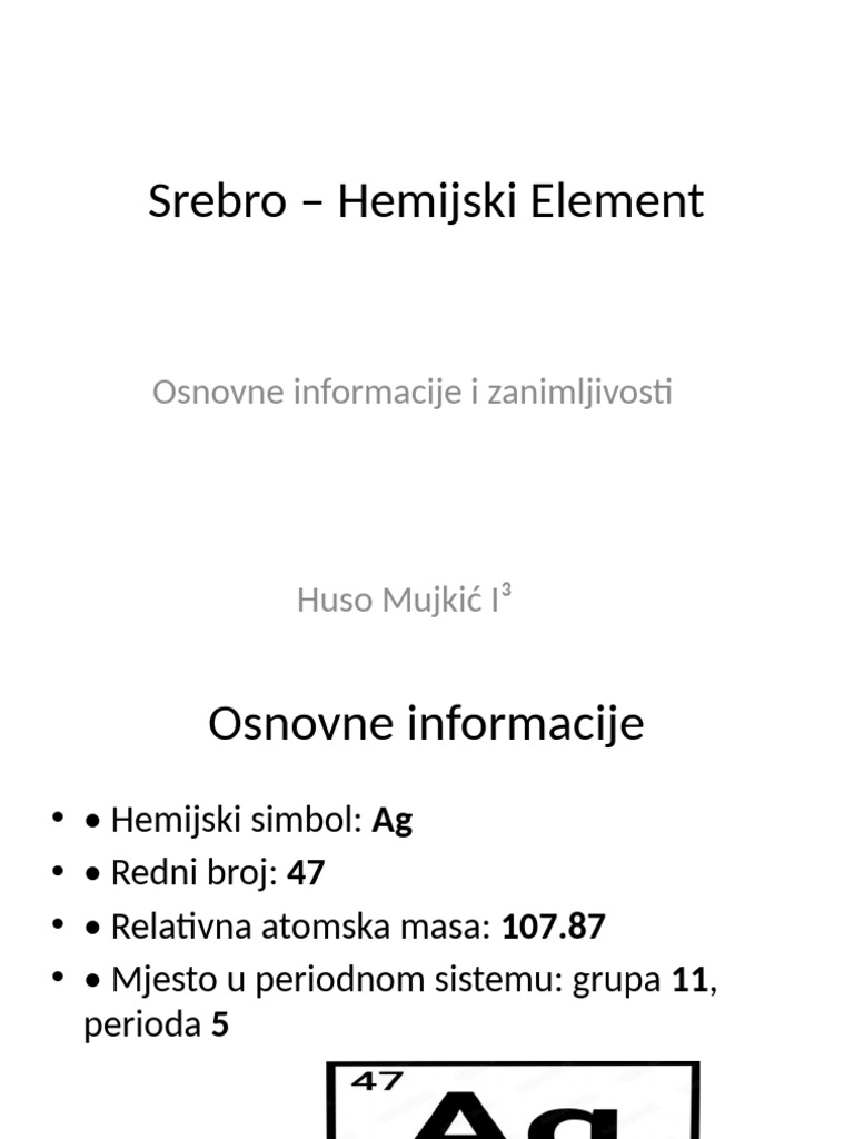 Srebro Hemijski Element Prošireno | PDF