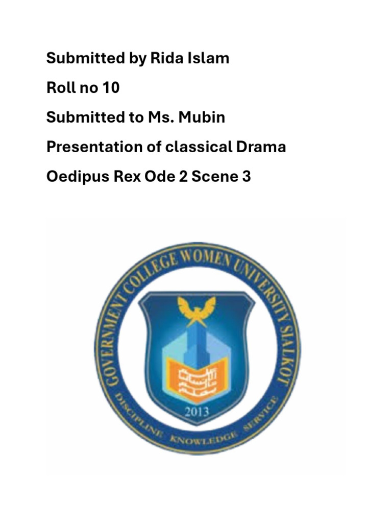 Ode 2 Scene 3 Oedipus Rex | PDF | Oedipus | Destiny
