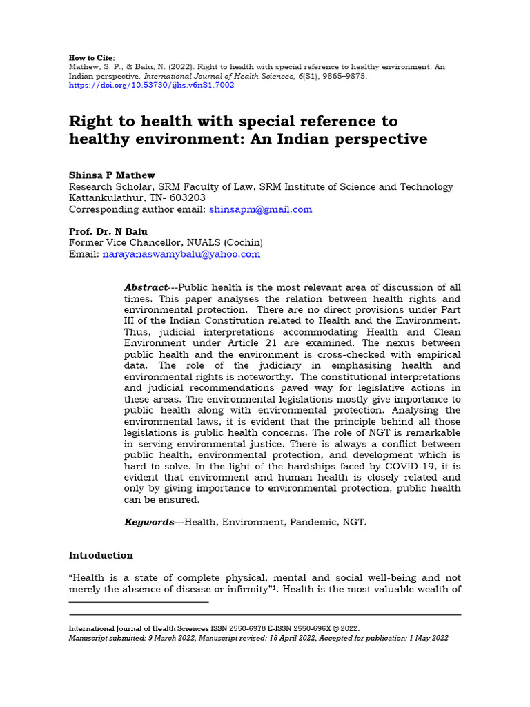 Right To Health With Special Reference To Healthy | PDF | Air Pollution ...