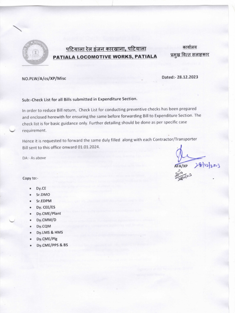 Check List For Bill Forwarding | PDF