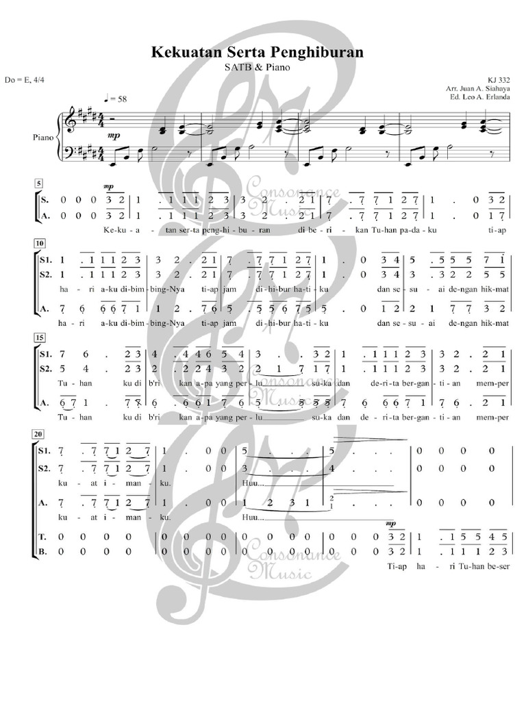 Partitur Kekuatan Serta Penghiburan | PDF