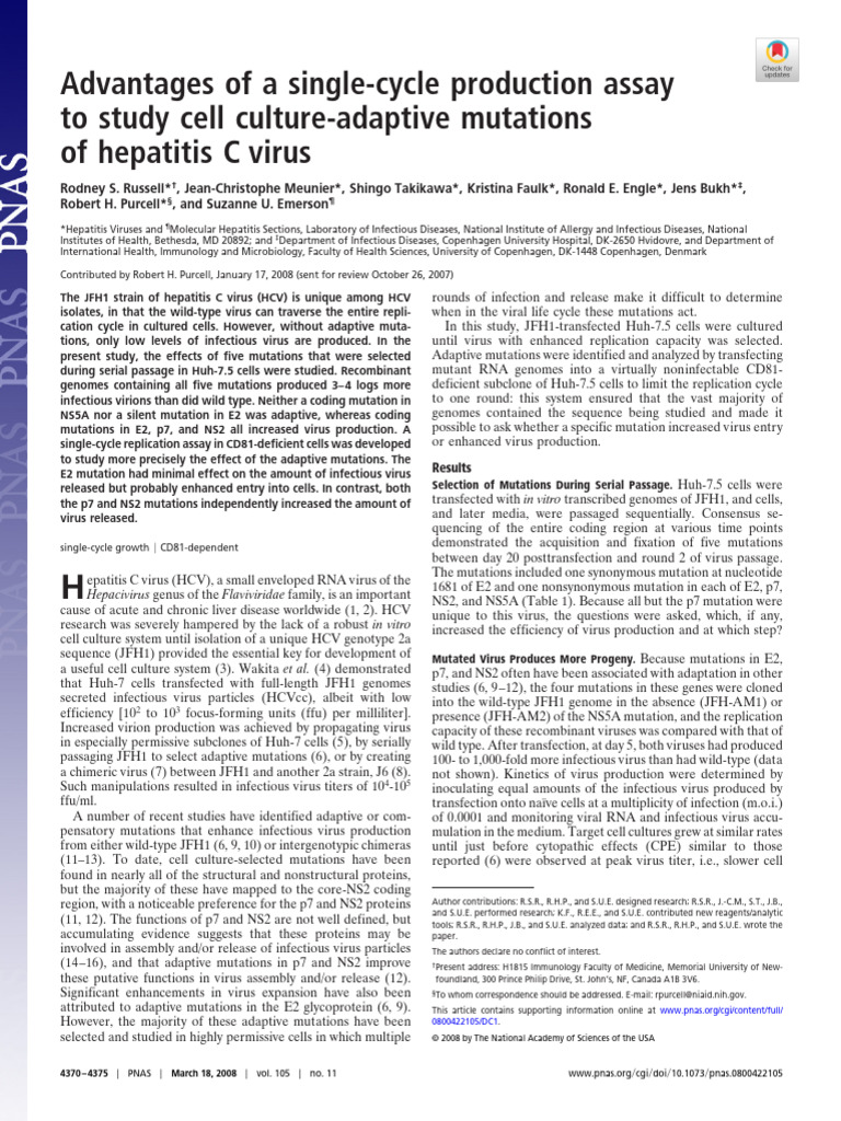 Advantages of A Single Cycle Production Assay To Study Cell Culture ...