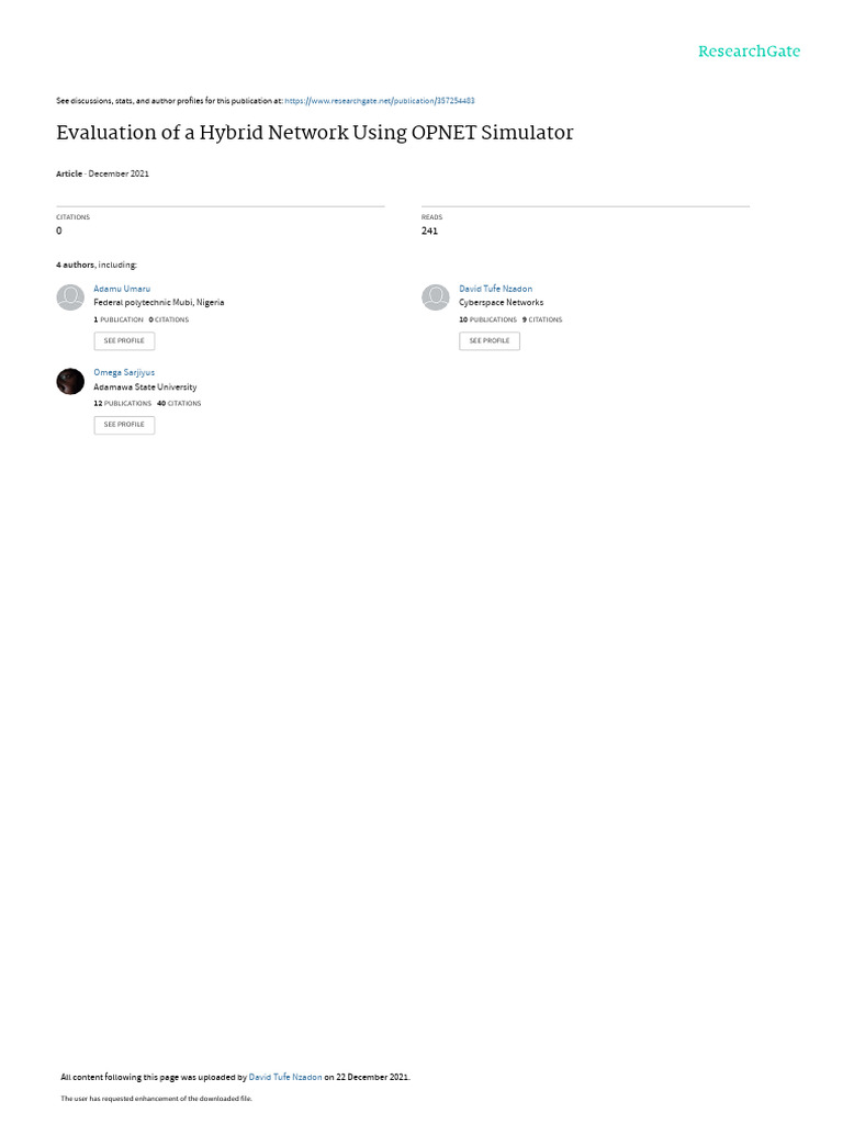 Evaluationofa Hybrid Network Using OPNETSimulator | PDF | Computer ...