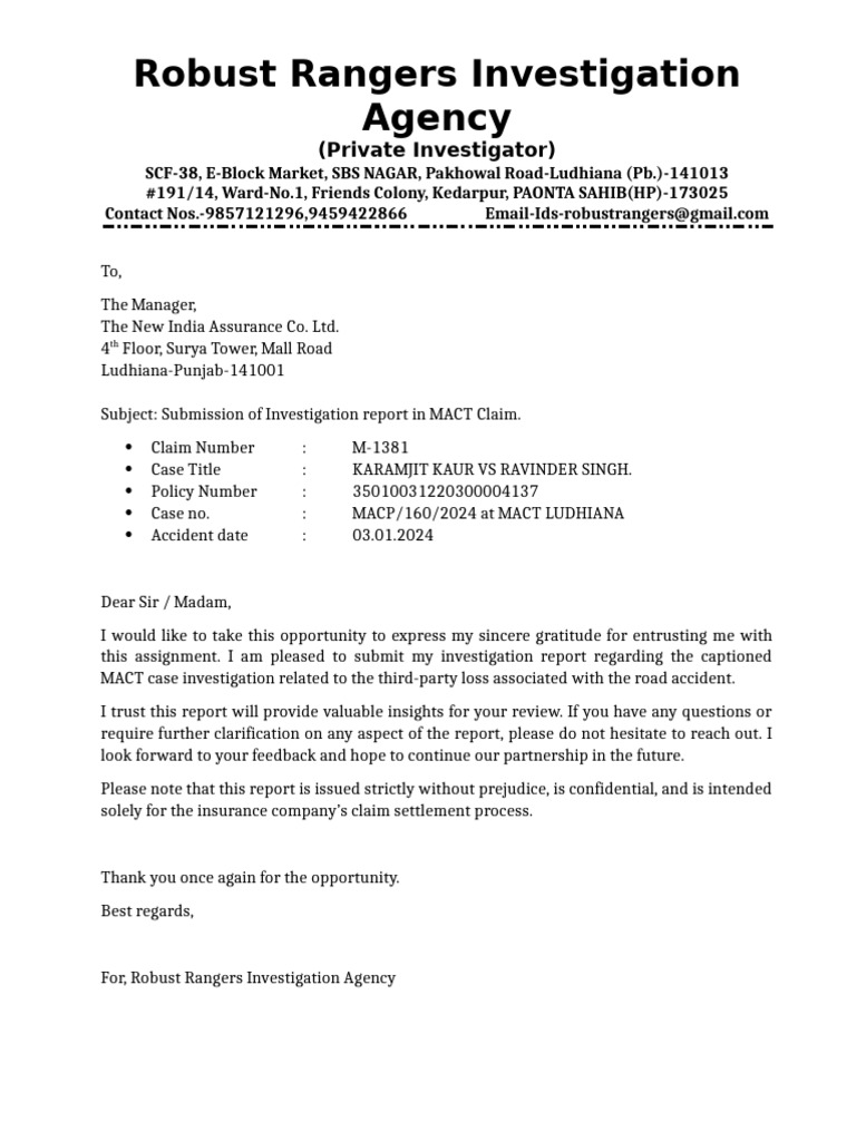 Cover Letter Karamjit Kaur (TP Claims) | PDF
