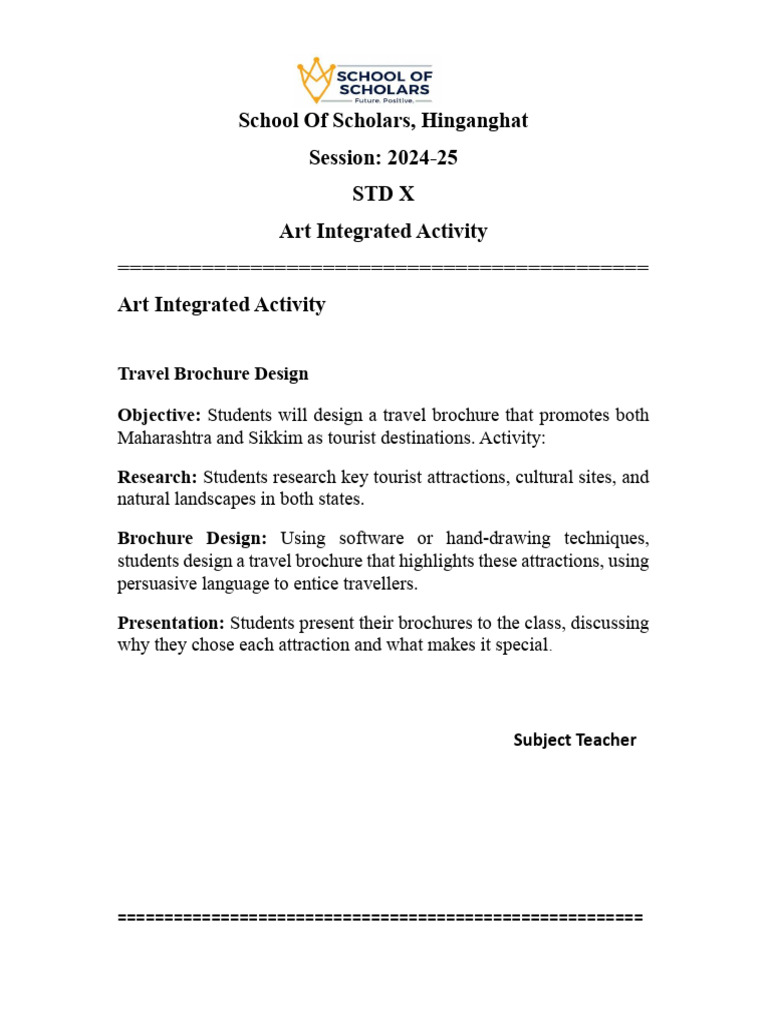 Art Integrated Project - STD-X - Eng - 2024-25 | PDF