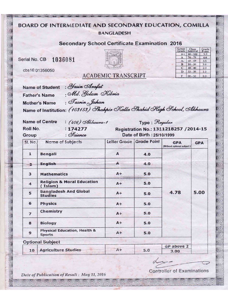 SSC Transcript | PDF