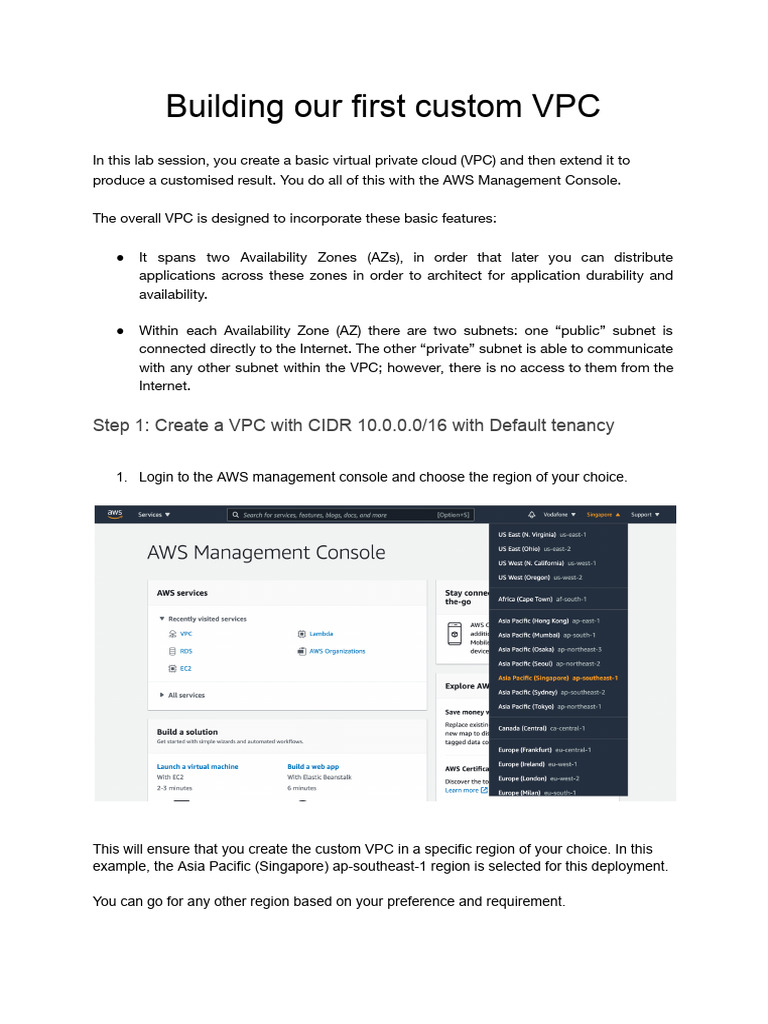 Building our first custom VPC.docx | PDF | Internet | Secure Shell