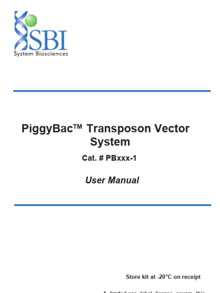 Manual_PiggyBac_System | PDF | Transposable Element | Vector (Molecular ...