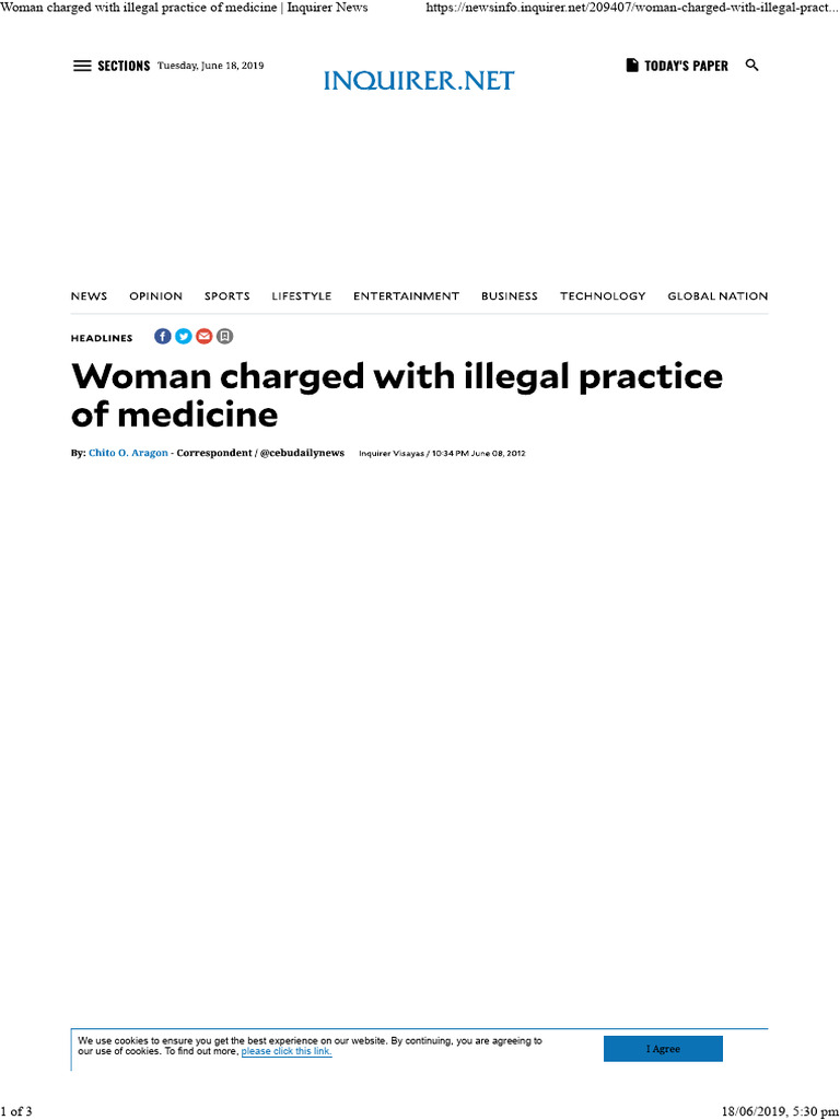 Article Inquirer Net - Nabbed Illegal Practice of Medicine | PDF | Web ...