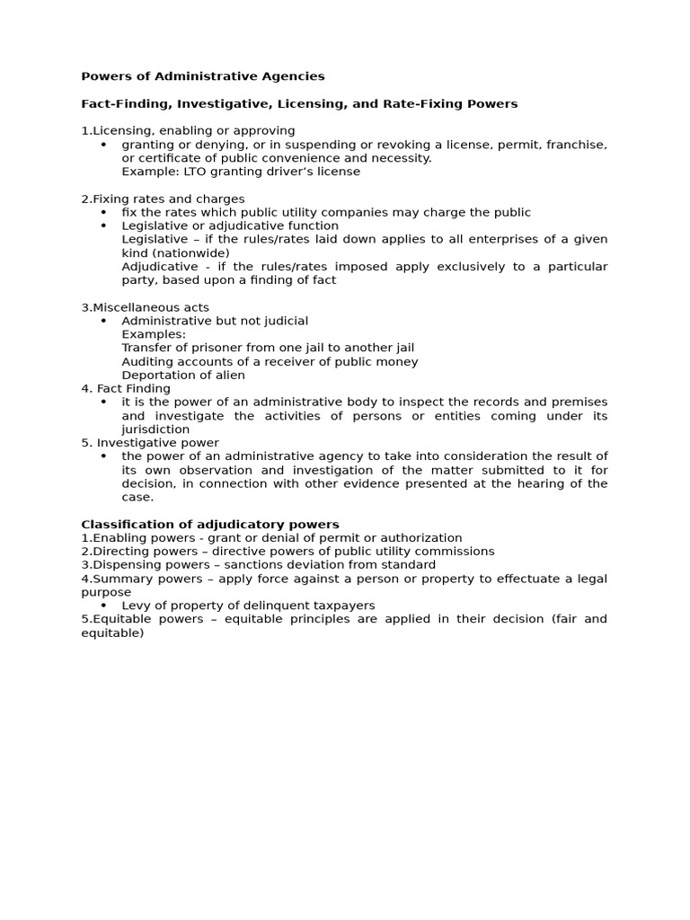 Administrative Agency Powers Explained | PDF
