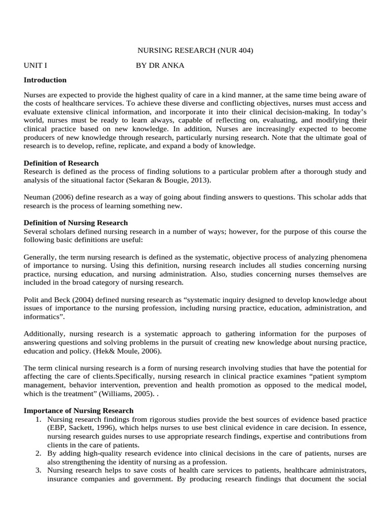Nursing Research Notes For Ug IV | PDF | Hypothesis | Theory
