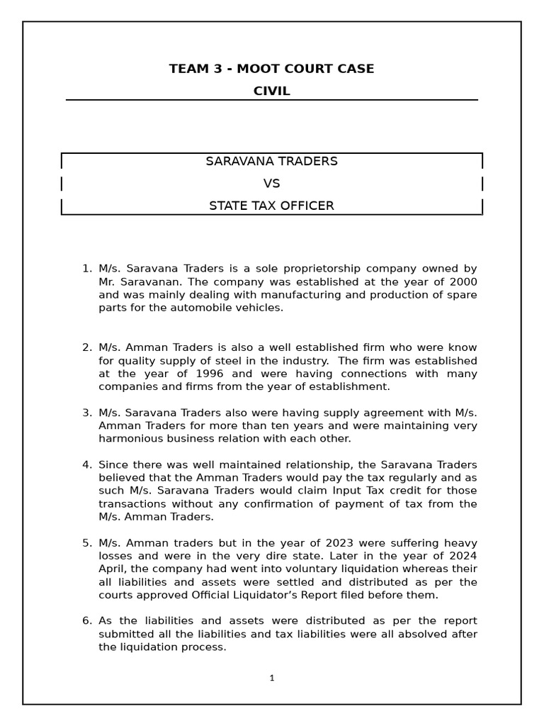 moot court - taxation case-1 | PDF | Taxes | Payments